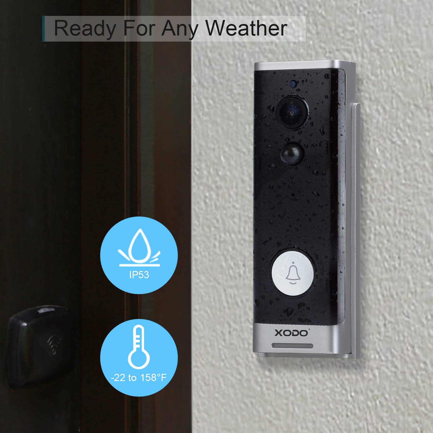 XODO VD1 Smart Home Wireless Security Camera with Night Vision, Waterproof Video Doorbell/WiFi 1080P HD/166°Wide Angel/2-Way Audio/No Monthly Fee/Real-Time Alerts/Rechargeable Batteries