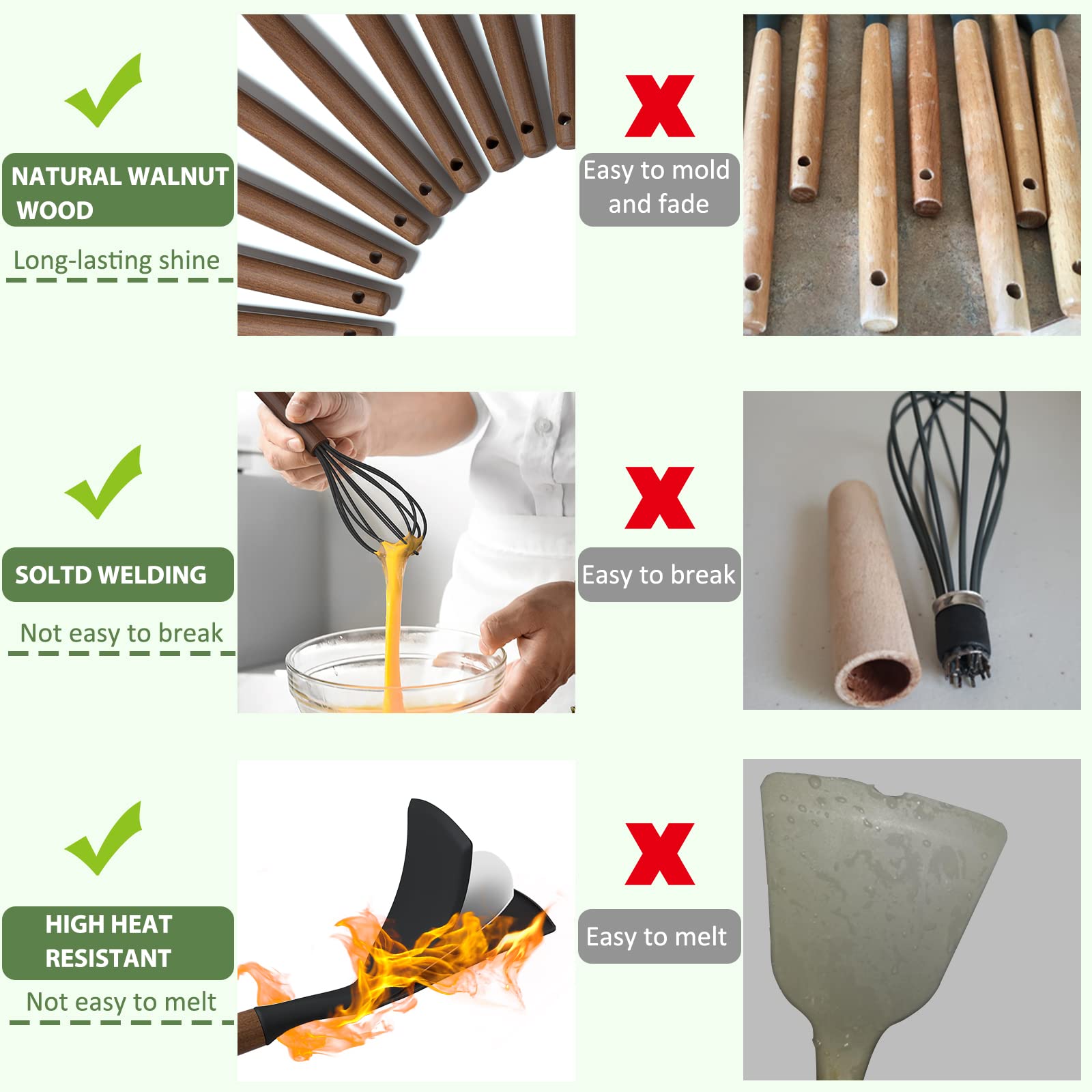 33 Pcs Silicone Kitchen Utensils Set, Kitchen Cooking Utensils Set with Black Natural Walnut Hard Wood Handle, Silicone Utensils Set with Holder, Heat Resistant, BPA Free, Non Toxic, Black