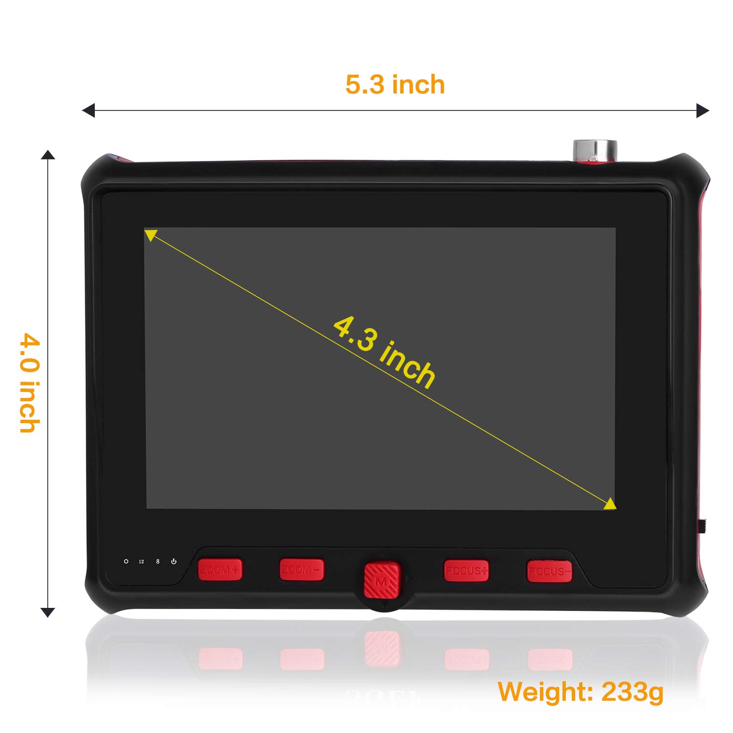 SGEF Wrist CCTV Tester, HD 5MP Portable Camera Tester 5MP AHD CVBS Tester UTC OSD Control 4.3 Inch TFT LCD Monitor Analog Video Test Cable Test PTZ Control 12V Power Output(6300A)