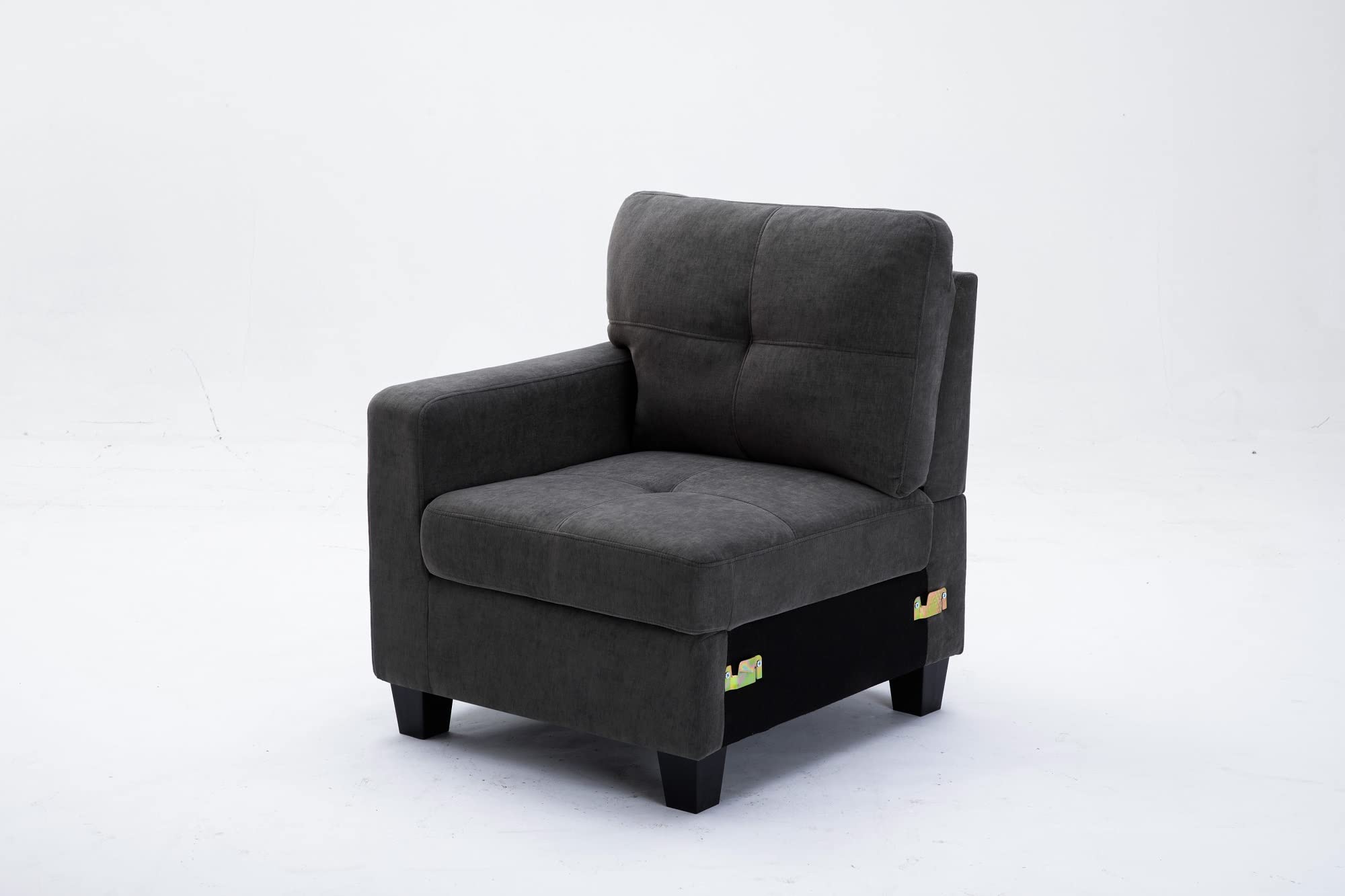 Aeffze Love Seat Sofa with Storage Ottoman Convertible Velvet 2 Seater Modular Sectional Modern Reversible Couch for Living Room Apartment Small Space (Dark Grey) (F8001-HOME)
