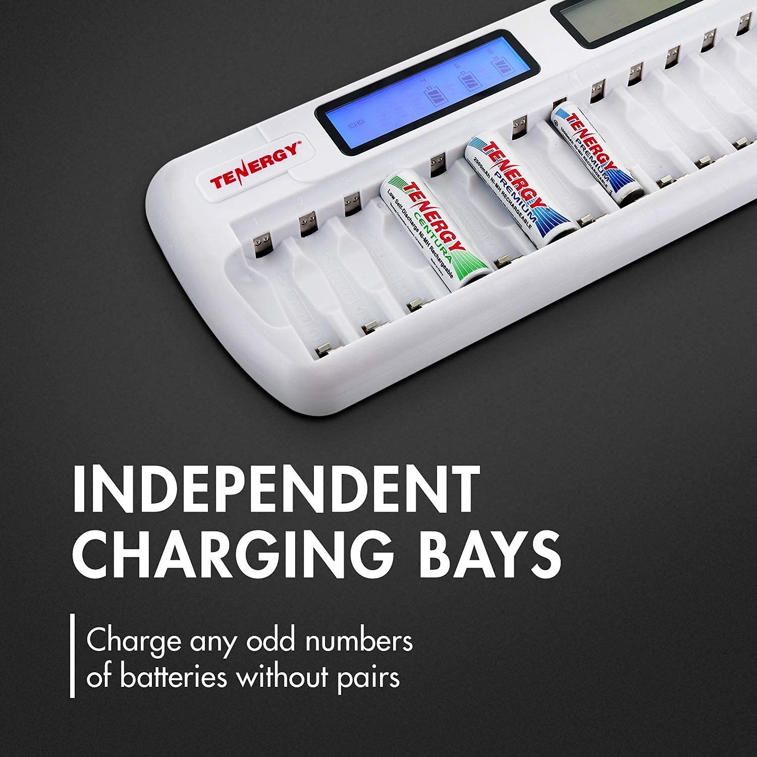 Tenergy 24 Pack 1.2V AA NiMH Rechargeable Batteries with TN438 Charger, Precharged 24xAA Batteries Ideal for Everyday Household Electronics