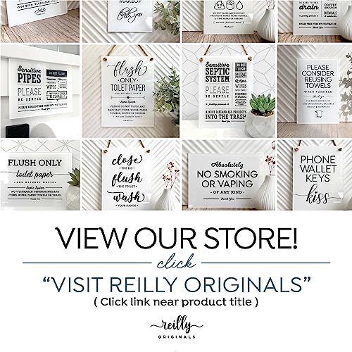 5x7 Inch Flush Only Toilet Paper & Natural Waste Designer Sign ~ Ready to Stick, Lean or Frame ~ Premium Finish, Durable (White)