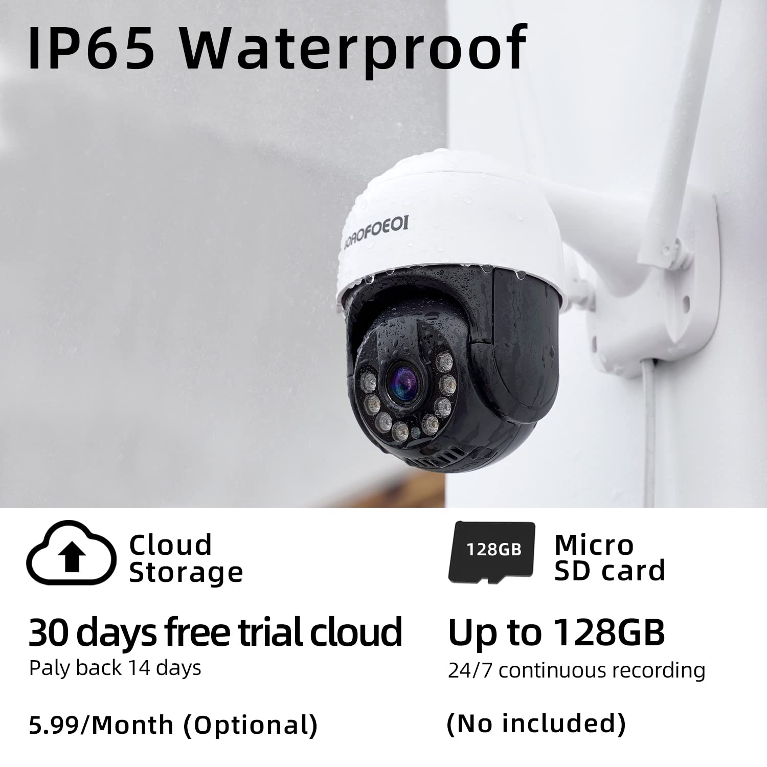 3MP Security Cameras Wireless Outdoor 2 Pack, 2K WiFi Surveillance Camera with 360°View, Follow Ratation, AI Detection,Two Way Audio, IP 65, Color Night Vision, SD Card &Cloud Storage, 24/7 Recording