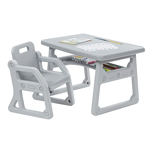ECR4Kids Toddler Plus Desk and Chair, Kids Furniture, Grey/Light Grey
