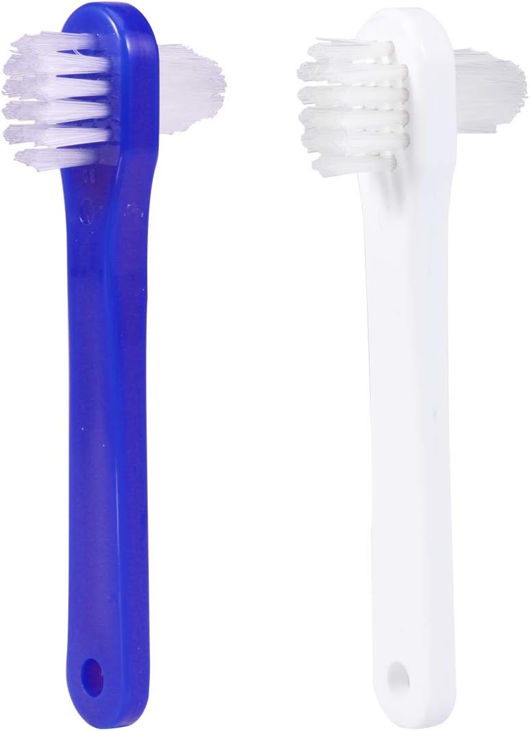 Brush False Cleaning Tool Double Sided Toothbrush Cleaning Brush 2pcs (White+Blue)
