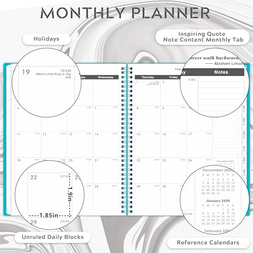 2024-2027 Monthly Planner/Monthly Calendar - 3 Year Monthly Planner 2024-2027, JUL 2024 - JUN 2027, 9" x 11", 36 Monthly Planner + Pocket - Teal