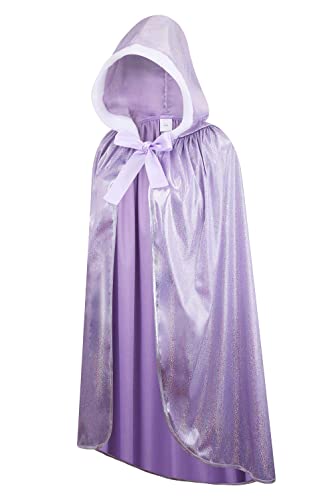LMYOVE Princess Hooded Cape Cloaks,Princess Cape Dress-Up Play (Small, Purple)