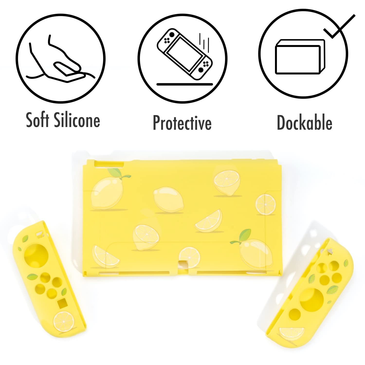 BelugaDesign Ramen Sushi Switch Case | Food Dumpling Noodles Japanese Cute Kawaii Pastel Case | Cover Snap on Shell Compatible with Nintendo Switch (Switch OLED, Clear)