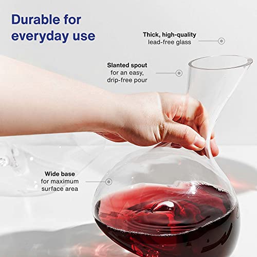 GoodGlassware Wine Decanter β Personal Red Wine Carafe with Wide Base and Aerating Punt - Crystal Clear, Full Bottle Pitcher (44 oz Capacity)