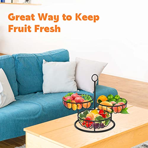 5 Tier Fruit Basket for Kitchen Counter, Large Capacity Metal Wire Countertop Fruit Bowl Vegetables Storage, Detachable SnacksĀ Stand Holder Organizer for Onions Potatoes Produce, Black