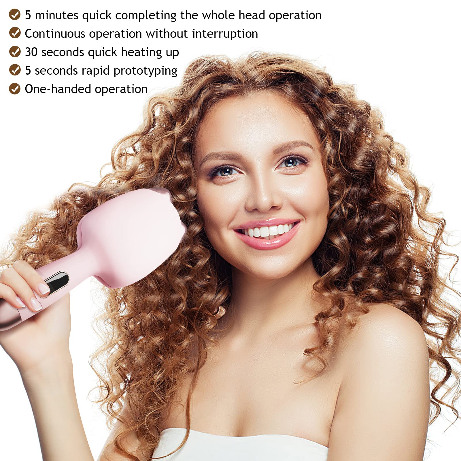 32MM Egg Roll Hair Waving Iron Purple 1/1/4 Inch Curling Wand Professional 2 Barrel Curling Iron, Hair Curler Crimper Waver Styling Tools & Appliances with Multifunctions (Pink)