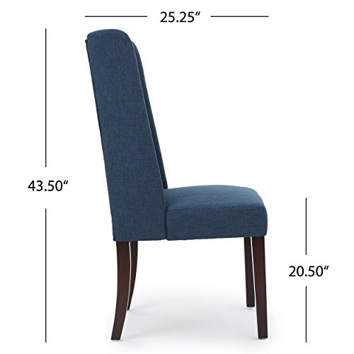 Christopher Knight Home Rory Fabric Dining Chairs, 2-Pcs Set, Navy Blue