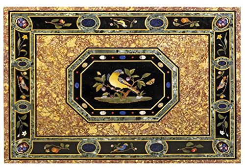 48" x 24" Inch Black Marble Dining Table/Coffee Table Italian Pietra Dura Design Outdoor Indoor Table, Office Table, Conference Table