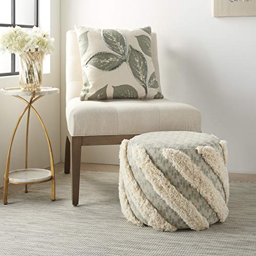 Mina Victory Life Styles Diagonal Tufted Pouf Sage 18" X 18" X 14" Throw Pillow