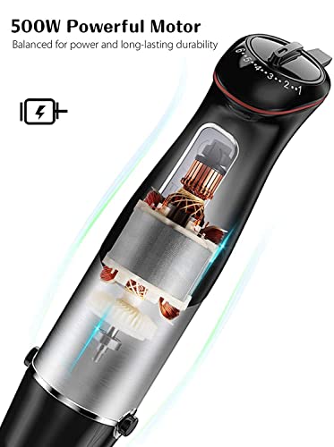 Aibesy Hand Blender Electric,Handheld Immersion Blender,Stick Blender with 6 Adjustable Speeds and Turbo Function,500W 2-in-1 Hand Blender with Whisk