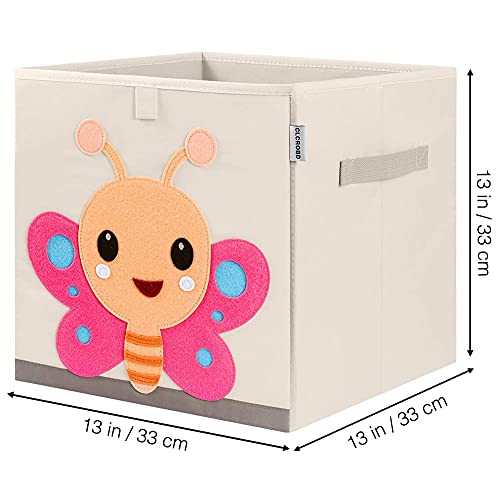 CLCROBD Foldable Animal Cube Storage Bins Fabric Toy Box/Chest/Organizer for Kids Nursery, 13 inch (Llama + Butterfly)