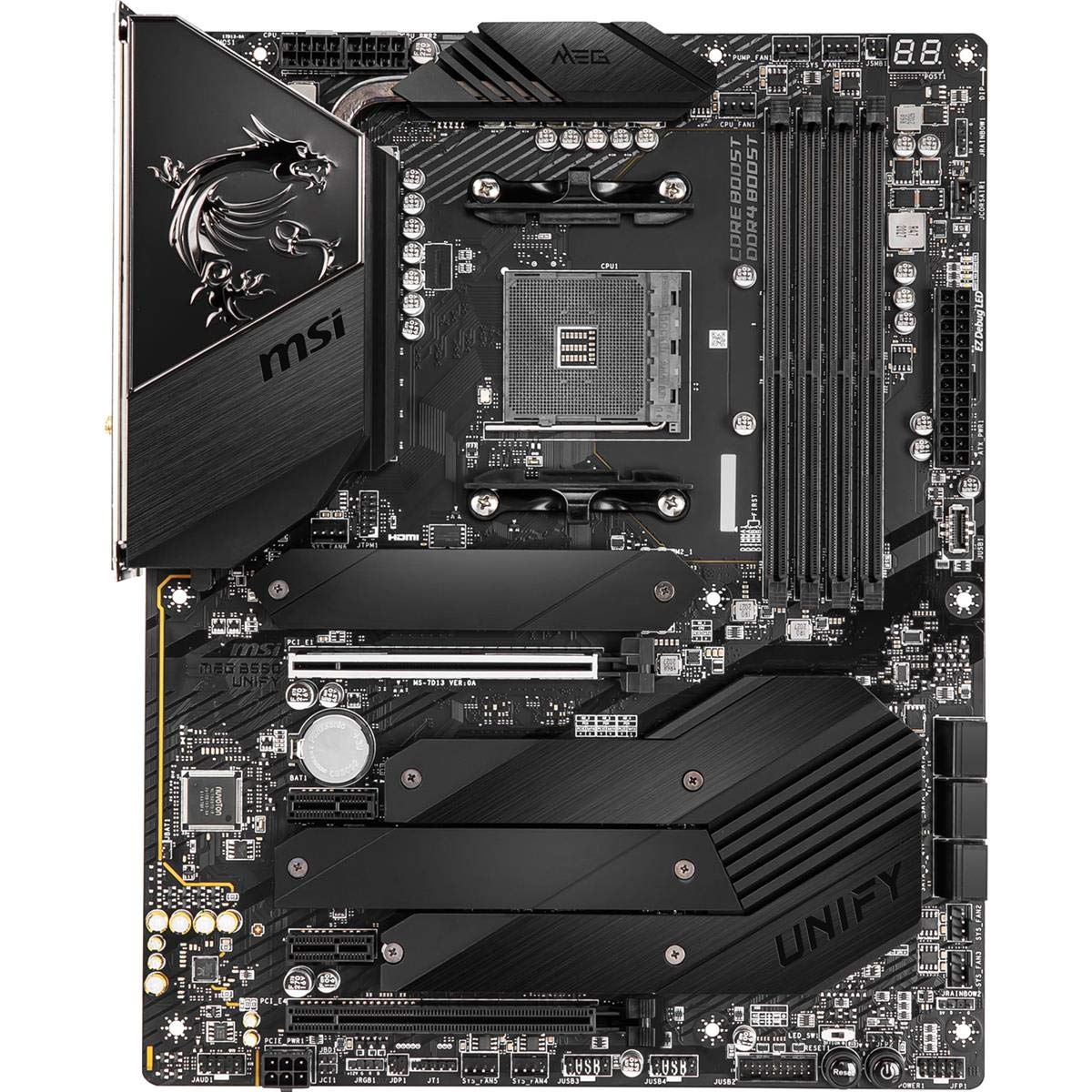 MSI MEG B550 UNIFY Gaming Motherboard (AMD AM4, DDR4, PCIe 4.0, SATA 6Gb/s, Dual M.2, USB 3.2 Gen 2, HDMI, Wi-Fi 6 AX, ATX, AMD Ryzen 5000 Series Processors)