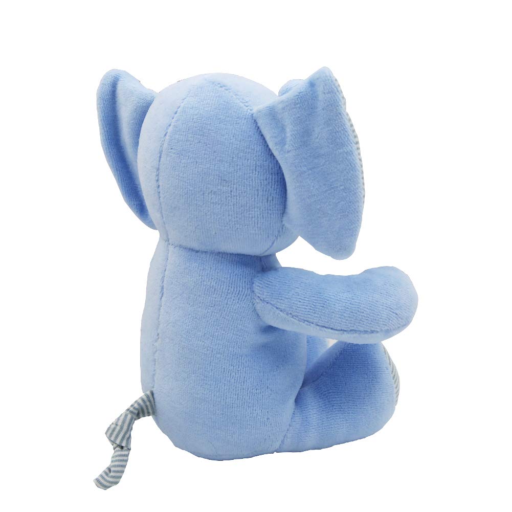 Benaturalbaby Organic Cotton Animal Elephant - Soft Toy Stuffed Animal Plush Elephant (Infant Baby First Lovely Elephant), 7.9 inch (Blue)