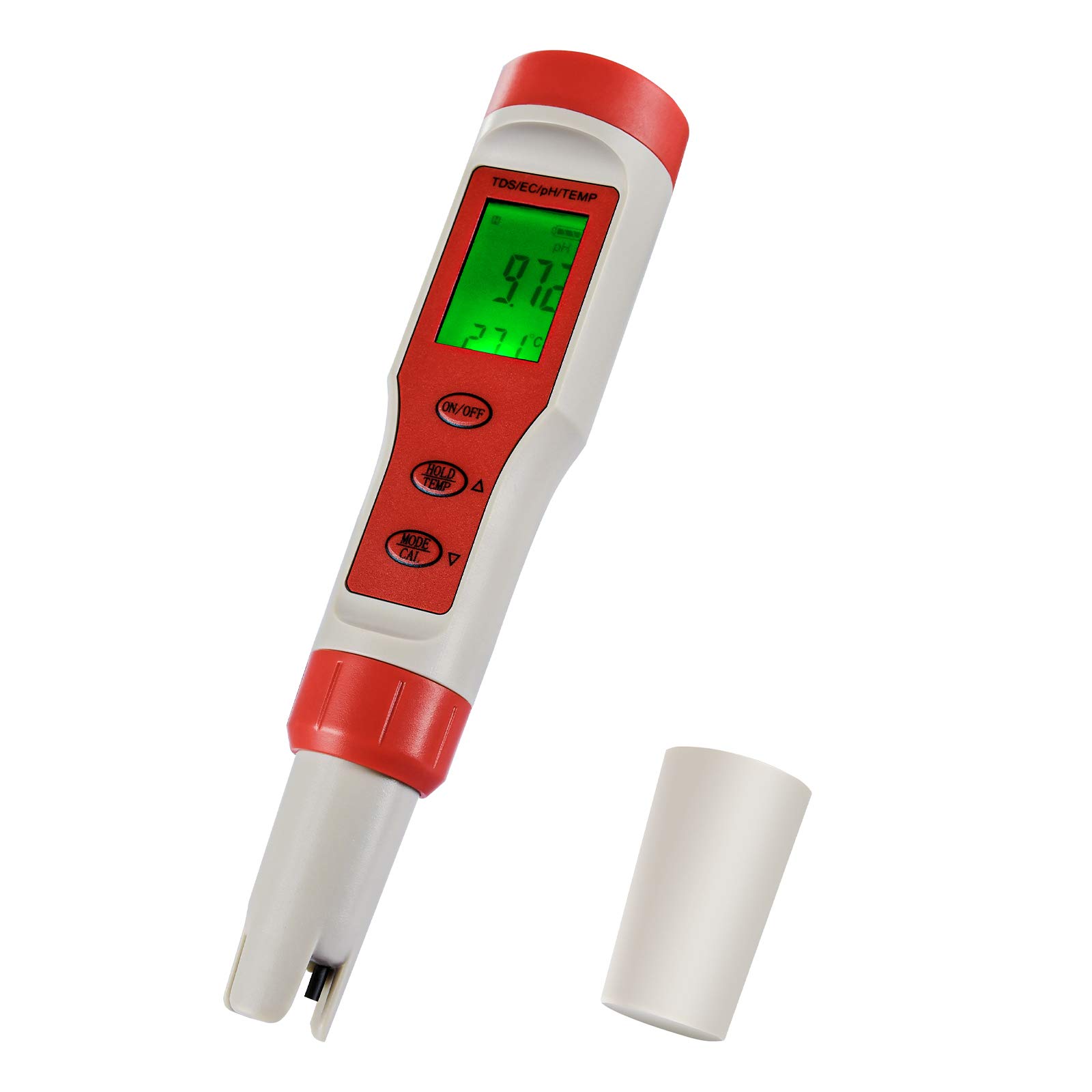 iPower pH Meter Digital Water Lab TDS Tester with EC/Temp Function 4-in-1 ±0.1 High Accuracy for Drinking Water, Pool, Aquarium, Pond, Beer Brewing
