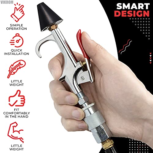 Air Compressor Hose Nozzle Heavy Duty - Air Nozzle for Air Compressor Blower Nozzle Cleaning Kit Stainless Steel Air Hose Metal Nozzle - Metal Pistol Nozzle Blow Gun for Compressor Hose Sprayer Nozzle