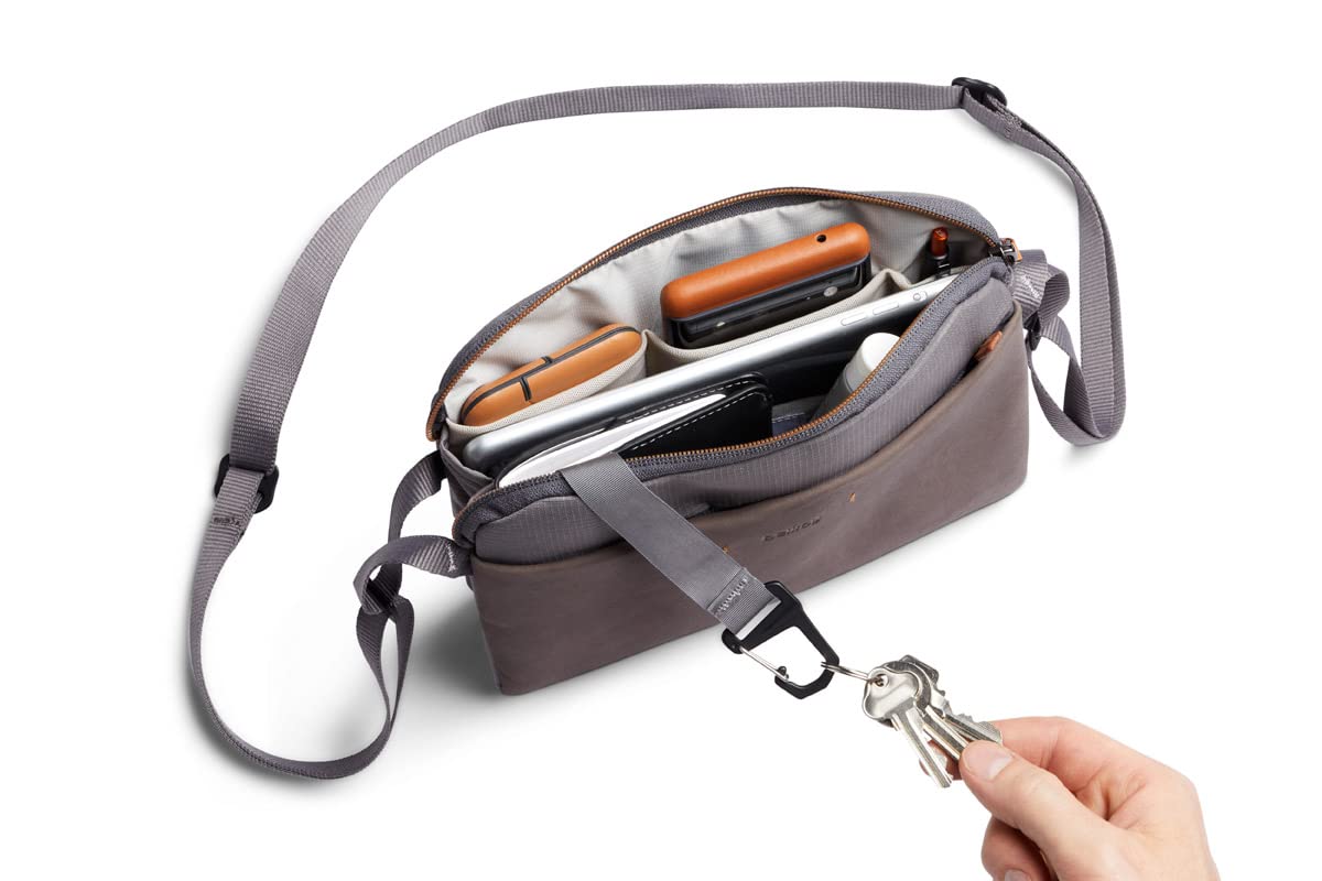 Bellroy City Pouch Plus Premium – (Slim Leather Crossbody Bag) - StormGrey