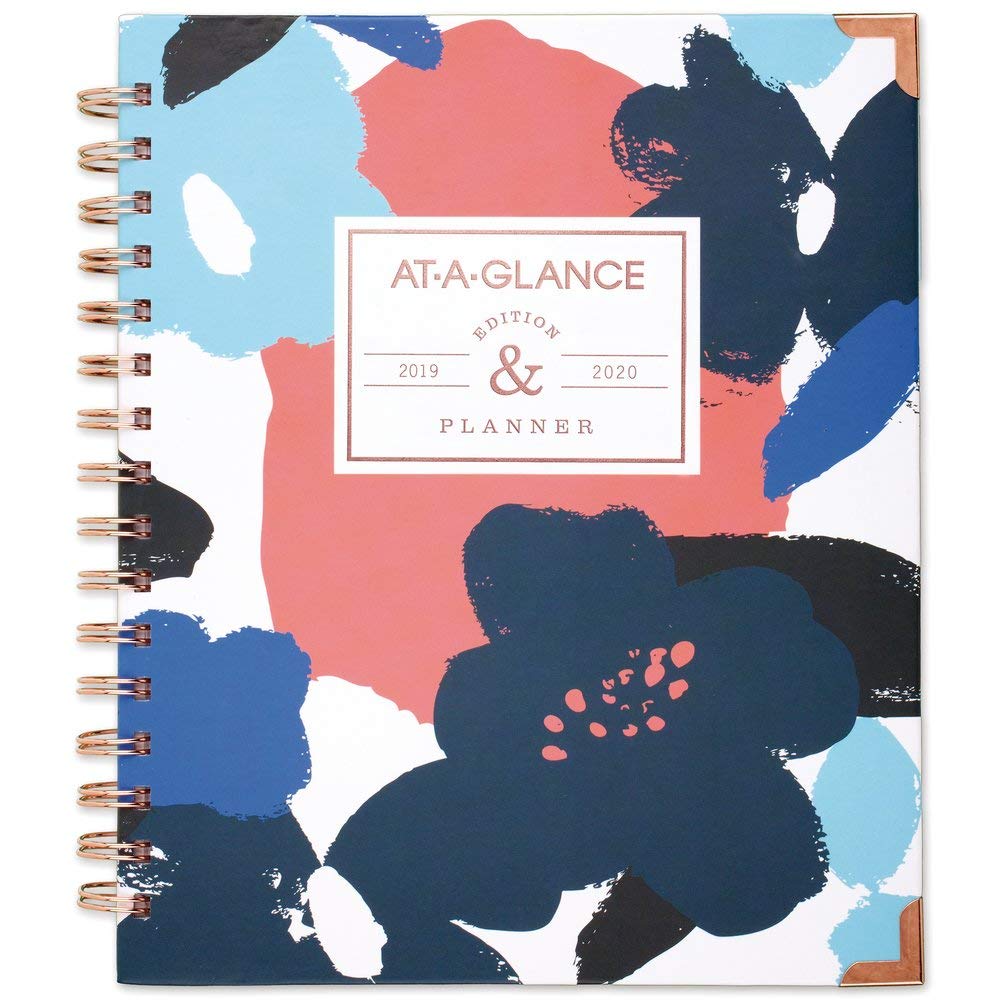 2019-2020 Academic Planner, AT-A-GLANCE Weekly & Monthly Planner, 7" x 8-3/4", Medium, Hardcover, Badge, Floral (6203F-805A)