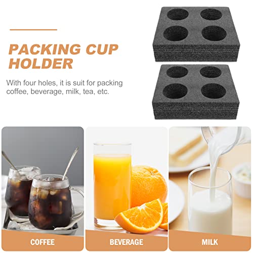 2pcs 4 Hole Cup Holder Glass Cup Holder 4 Cup Holder Tray Decorative Tray Foam Coffee Carrier Foldable Cup Carrier Takeout Cup Trays Travel Pearl Cotton Hollow Out Small Counter