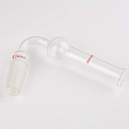 stonylab Glass 75 Degrees Drying Tube, Borosilicate Glass Bent Drying Tube Adapter with Inner 24/40 Standard Taper Joint for Organic Synthesis Chemistry Laboratory Lab Supply, Angled at 75 Degrees