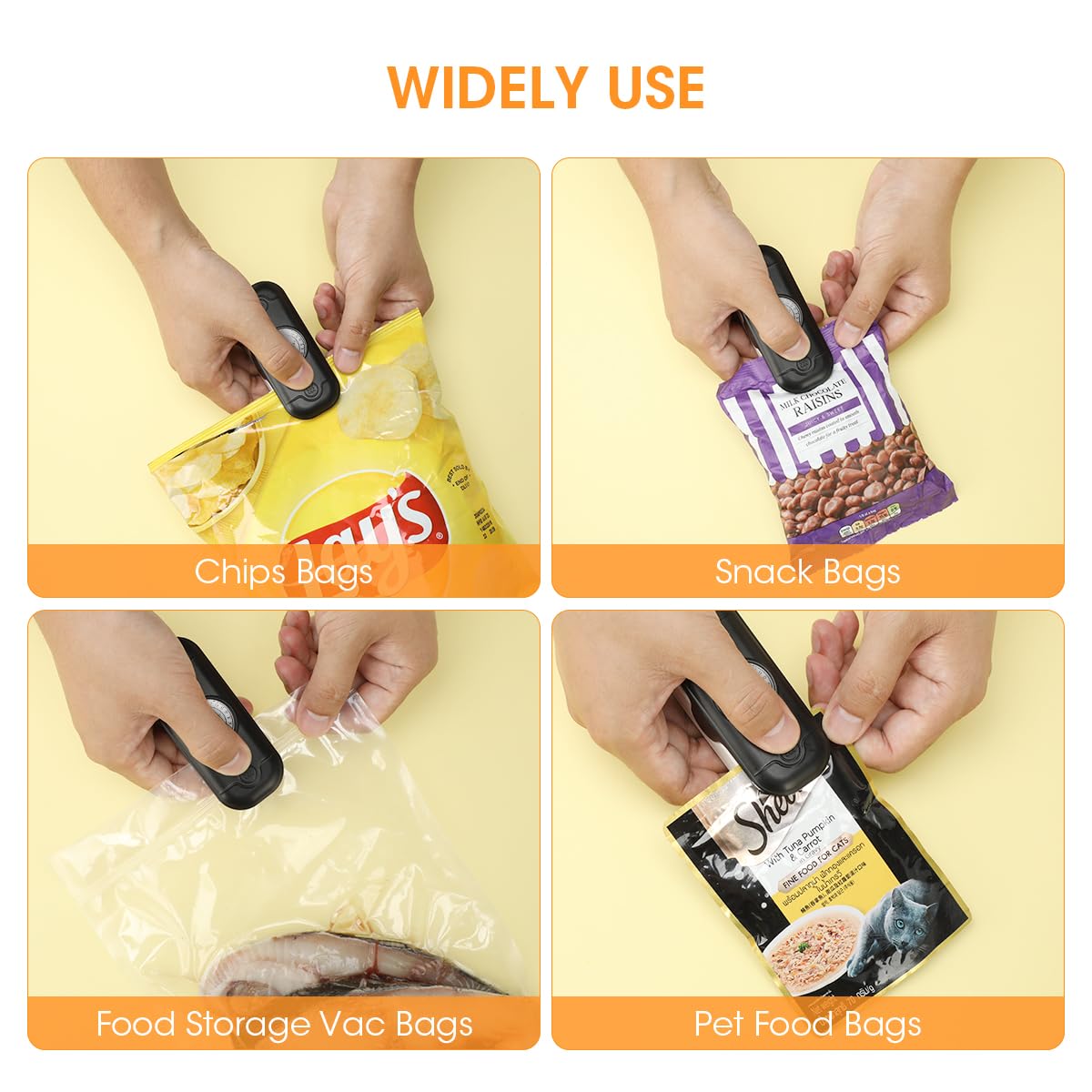 Aieve Bag Sealer Mini, Rechargeable Chip Bag Sealer, Handheld 2 In 1 Heat Seal & Cutter