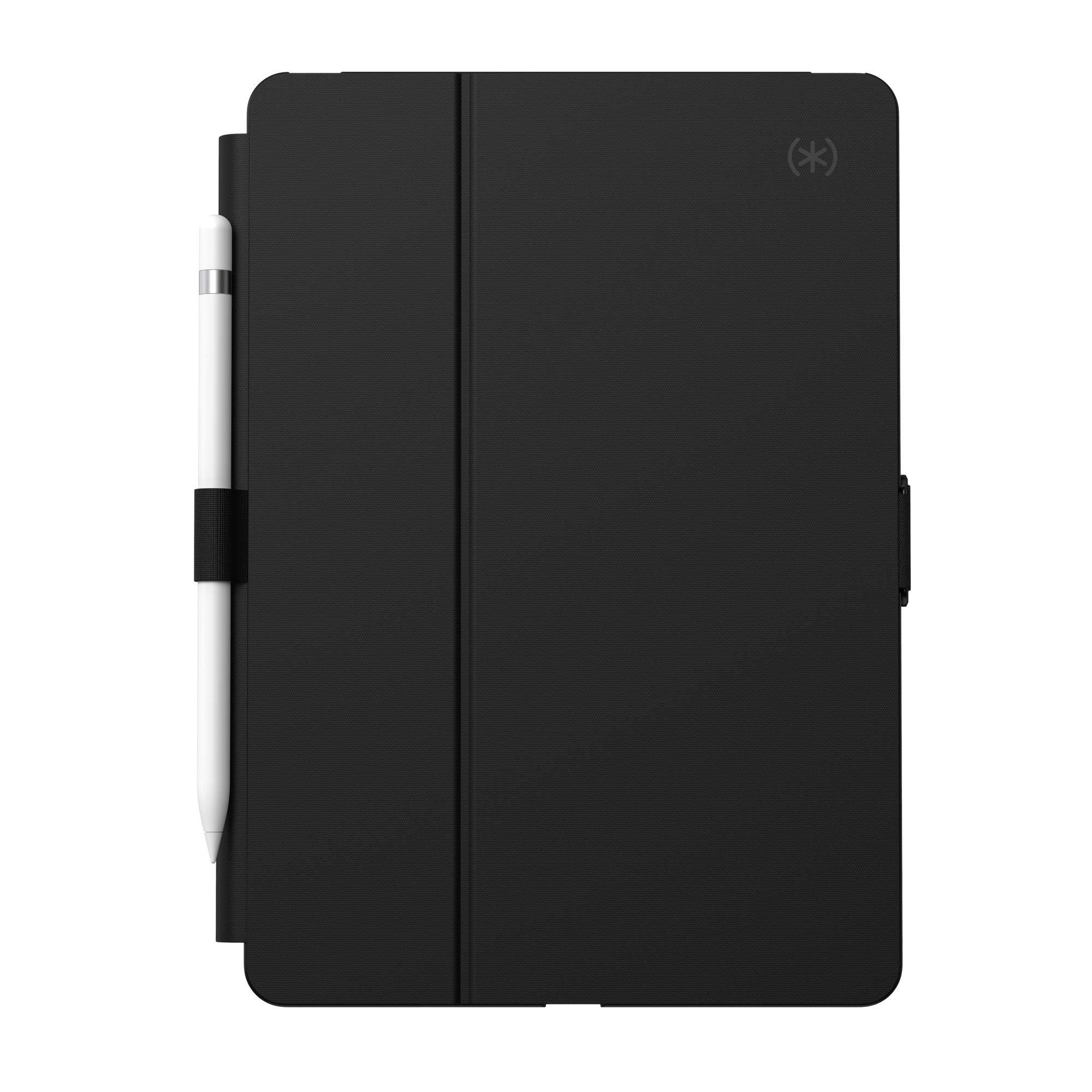 Speck Balance Folio Case for iPad 10.2 Inch (2019-2021) - Drop & Camera Protection, Slim Multi Range Stand, Apple Pencil Holder - Black/Black
