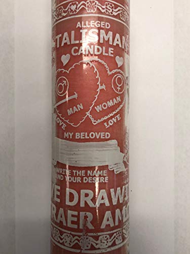 Love Drawing Talisman Unscented Pink Pillar Candle in Glass