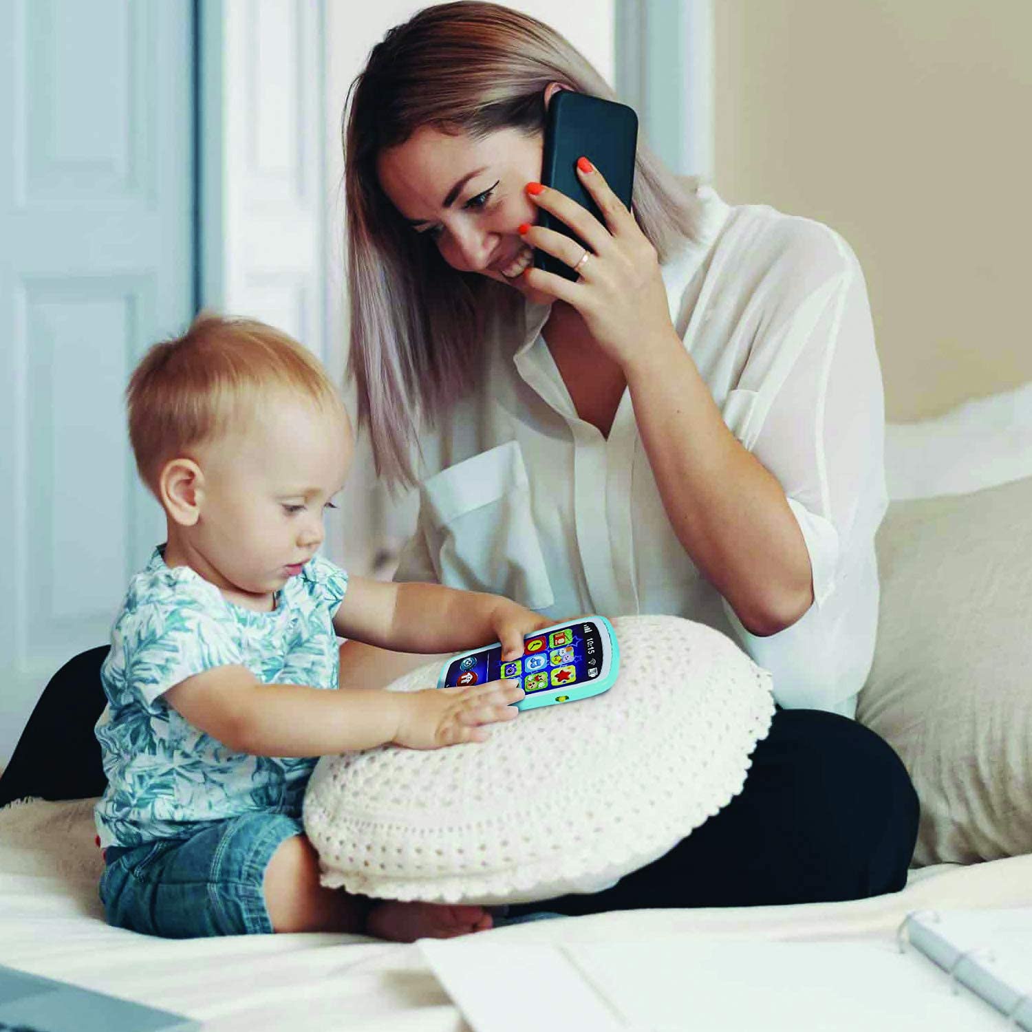 Baby Phone Toy with Record & Playback Features - Musical, Interactive and Educational Cell Phone Toddler Toys with 12 Smart Light Up Buttons - Learning Phones for Kids 6+ Months – ASTM Certified