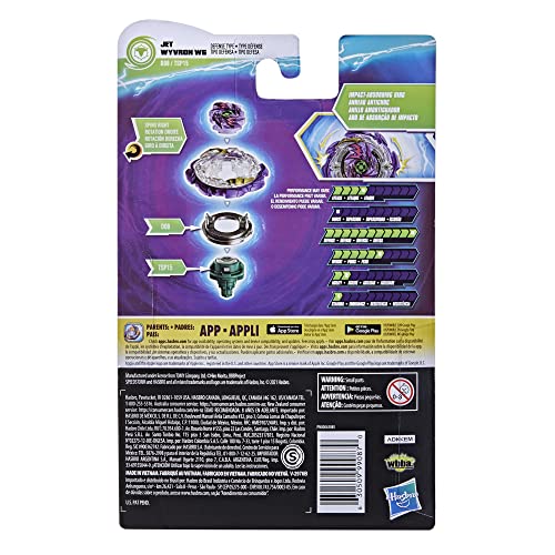 BEYBLADE Burst Surge Speedstorm Jet Wyvron W6 Spinning Top Starter Pack β Defense Type Battling Game Top with Launcher, Toy for Kids