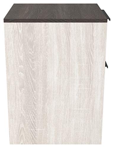 Signature Design by Ashley Dorrinson Modern Farmhouse Filing Cabinet with 2 Drawers, Whitewash & Brown