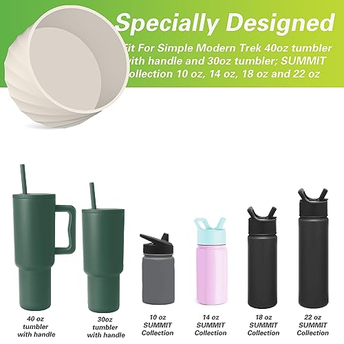 AIERSA 3Pcs Silicone Boot for Simple Modern Trek 40 oz Tumbler with Handle, Protective Water Bottle Bottom Sleeve Cover, Tumbler Accessories, Cream
