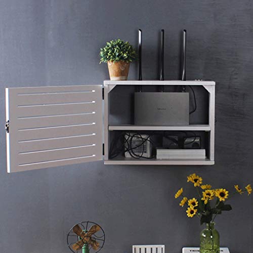Good home White Wireless Router Storage Shelf Wall-Mounted WiFi Router Storage Box Socket Shielding Wire Finishing Wire Box Floating Shelf (Size : Inner Diameter 50cm)