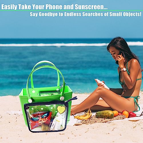 Clear Zipper Insert Bags for Beach Bag, Travel Organizer Storage Inner Pouch, Pop in Kinds of EVA Waterproof Beach Tote Bag(Grey Set of 2)