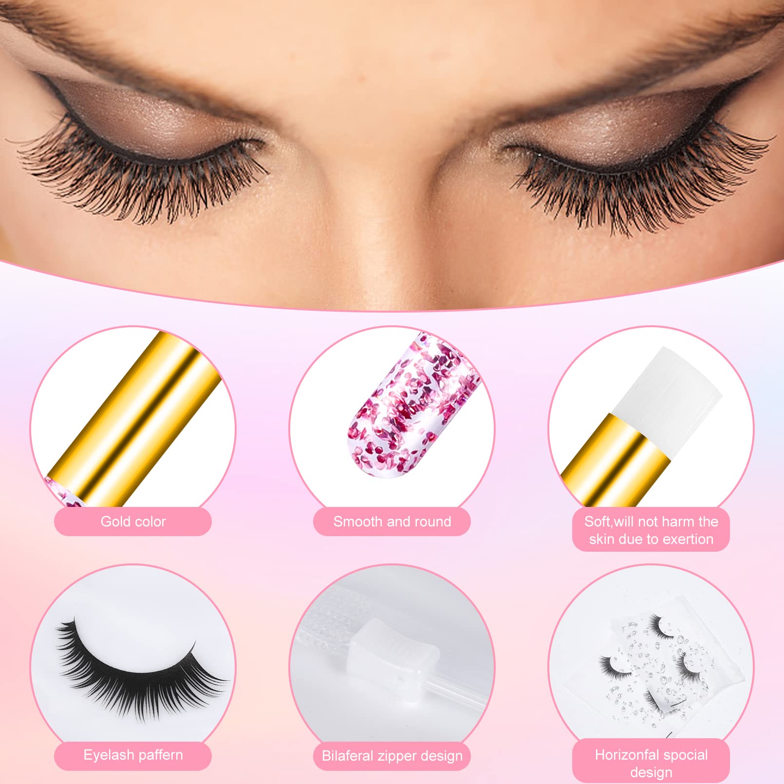 60 Pcs Lash Shampoo Brushes Set,Eyelash Aftercare Bags,Cosmetic Lash Bags for Clients,Lash Brushes for Cleansing,Nose Pore Deep Cleaning Brush,Eyelash Brushes for Eyelash Extensions (Glitter Style)
