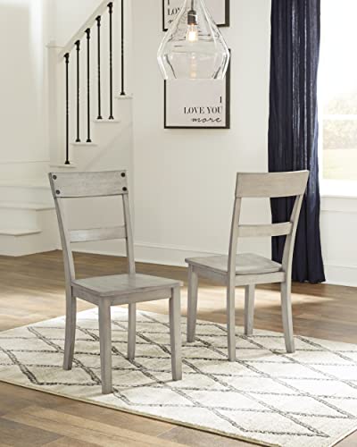 Signature Design by Ashley Loratti Modern Farmhouse Weathered Wood Dining Chair, 2 Count, Gray
