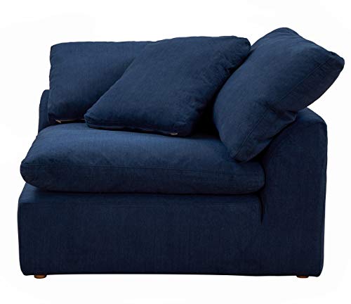 Sunset Trading Contemporary Puff Collection 3 PC 132" Wide Slipcovered Modular Sofa | Stain Proof Water Resistant Washable Performance Fabric | Navy Blue Sectional, Configurable