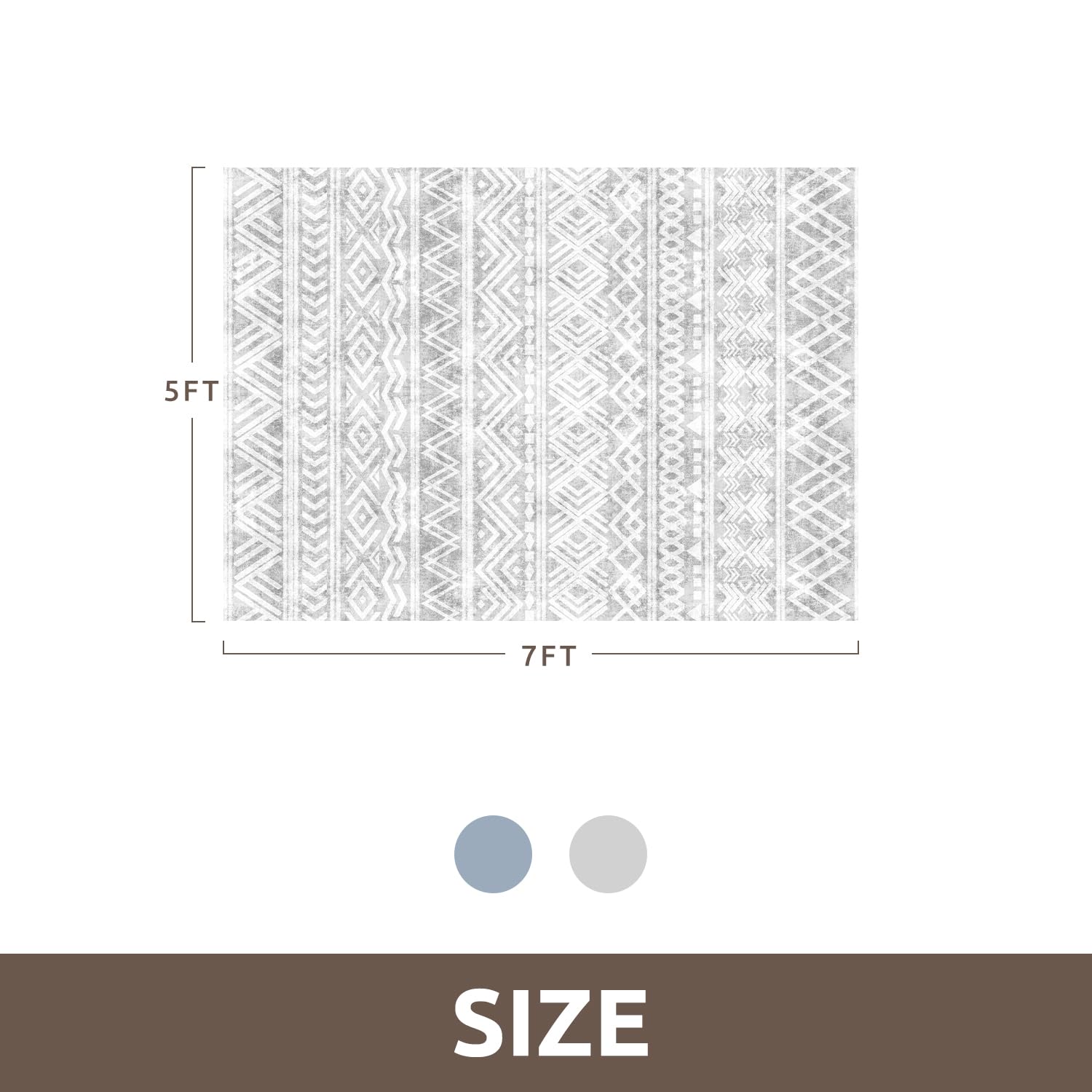 5x7 Area Rugs for Living Room, Ultra Soft Boho Moroccan Washable Carpet, Neutral Non-Slip Backing Dining Room Rugs, Low Pile Carpet for Bedroom Home Office