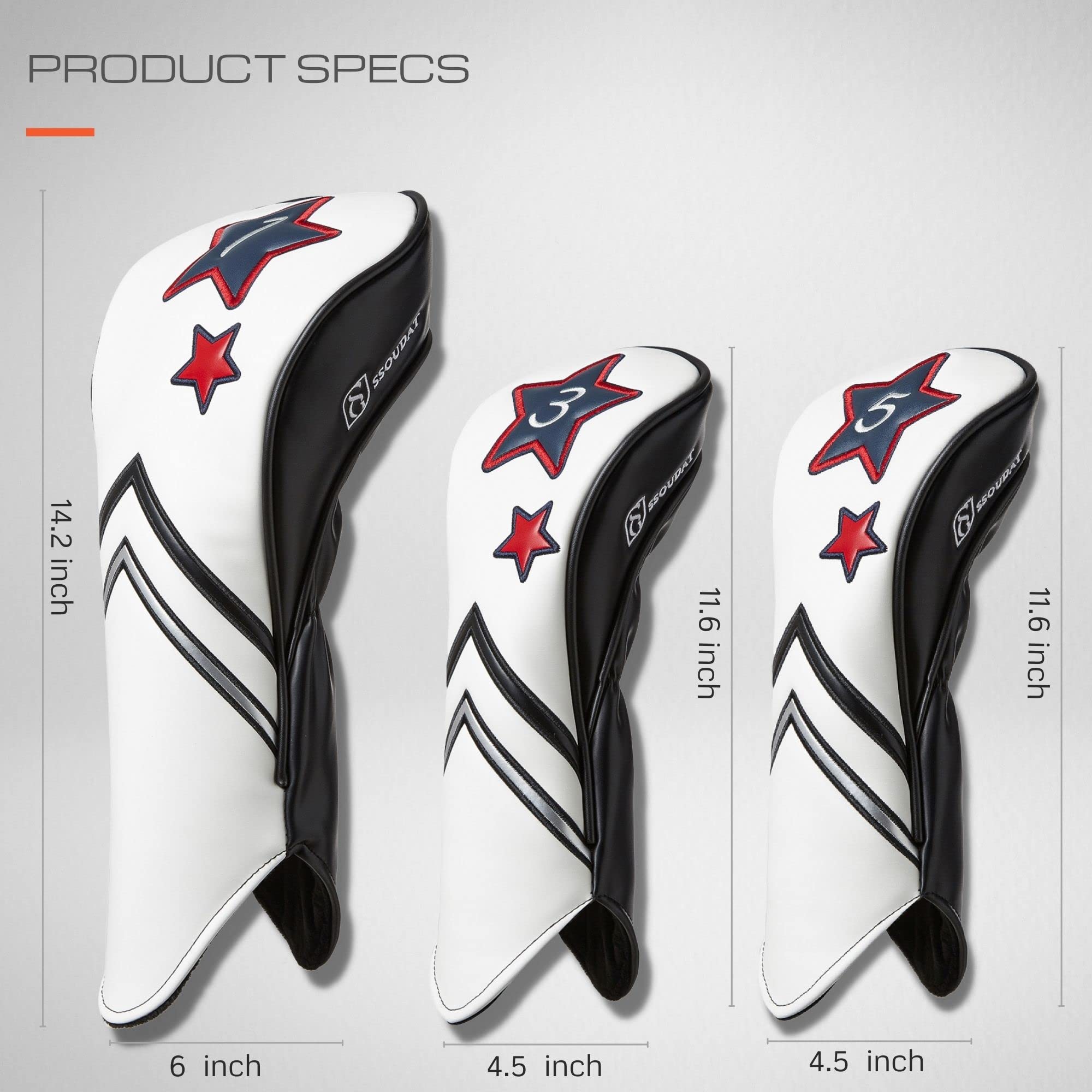 3PCS Golf Head Covers for Woods and Driver