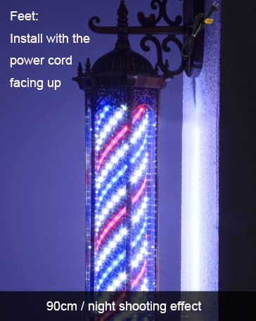 35.4" Barber Pole LED Light, Vintage Wall Hanging Classic Style Hair Salon Barber Shop Open Sign Waterproof Save Energy Traditional Barber Pole,A