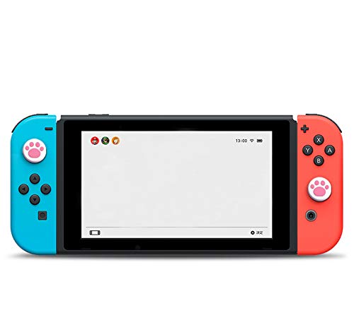 2X Silicone Analog Non-Slip Thumb Grips Stick Cap Case Cover Handle Joystick Button Caps for Nintendo Switch NS & Switch Lite Joy-con Controller Cute Cat Claw (White-Pink)