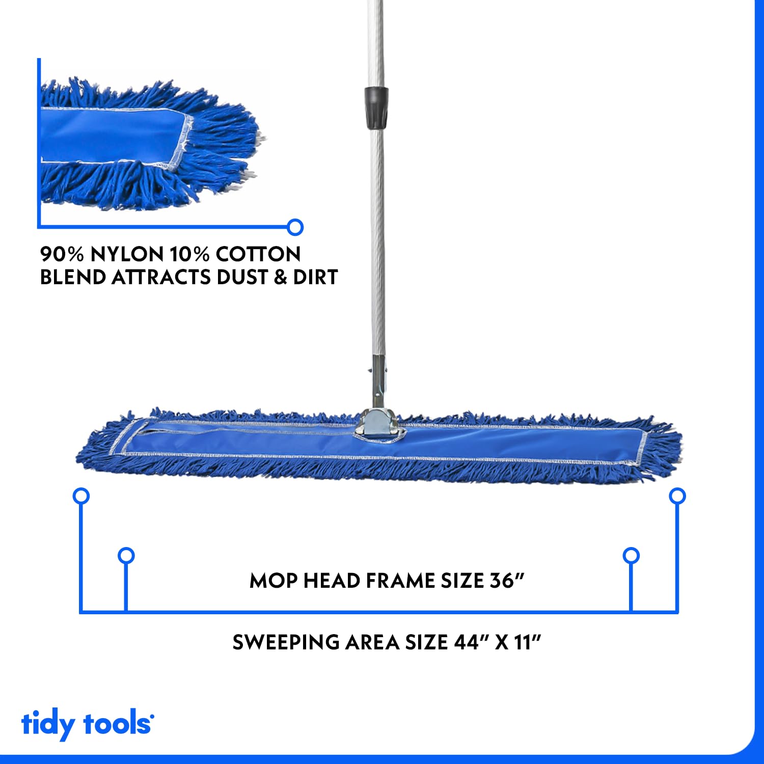 36 Inch Blue Dust Mop with Metal Handle and 36 Inch Dust Mop Refill Bundle - 1 Mop Set and 4 Refills
