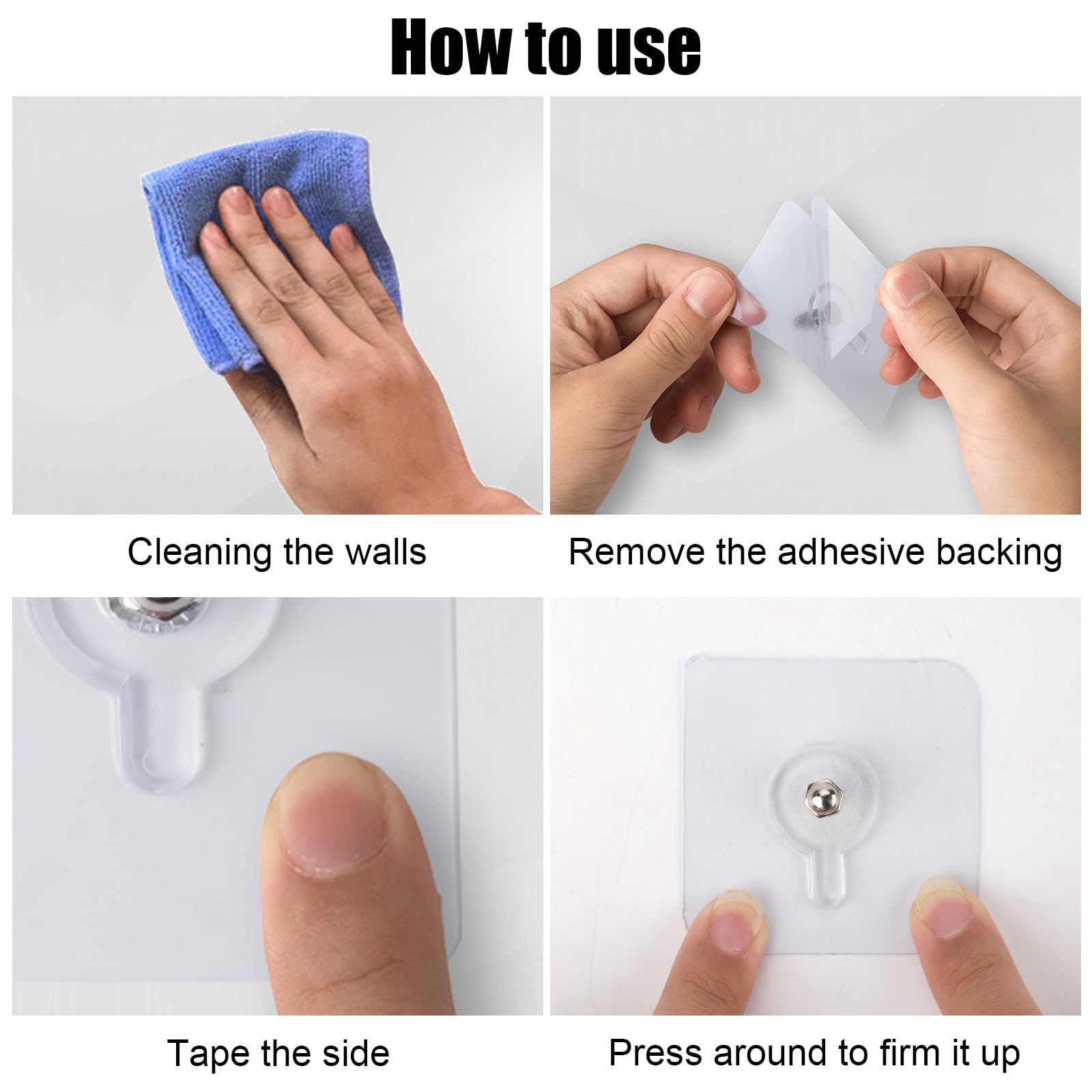 20pcs Adhesive Wall Hooks, Wall Hooks for Hanging Heavy Duty Transparent Self Adhesive Wall Mount Screw Hooks Seamless Wall Hangers Without Nails for Bathroom Kitchen Home Room Door