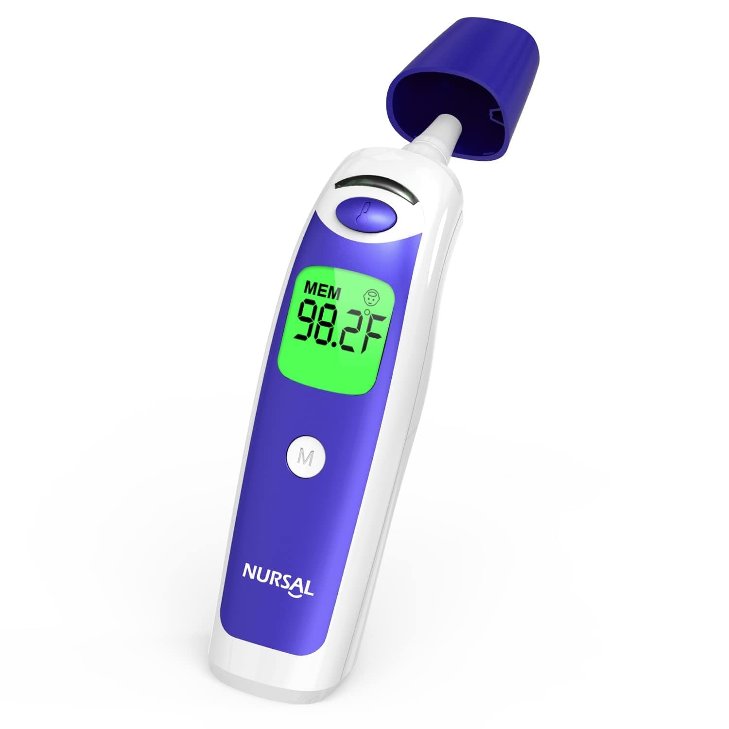 Digital Forehead Ear Thermometer for Adults and Baby, NURSAL Touchless Thermometer for Home with Fever Alarm, Infrared Thermometer with Data Memory, Battery Included