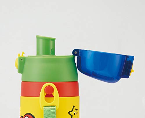 Skater SDPV5-A Children's Stainless Steel Direct Drinking 3D Water Bottle, Kids, 16.2 fl oz (480 ml), Super Mario Boys