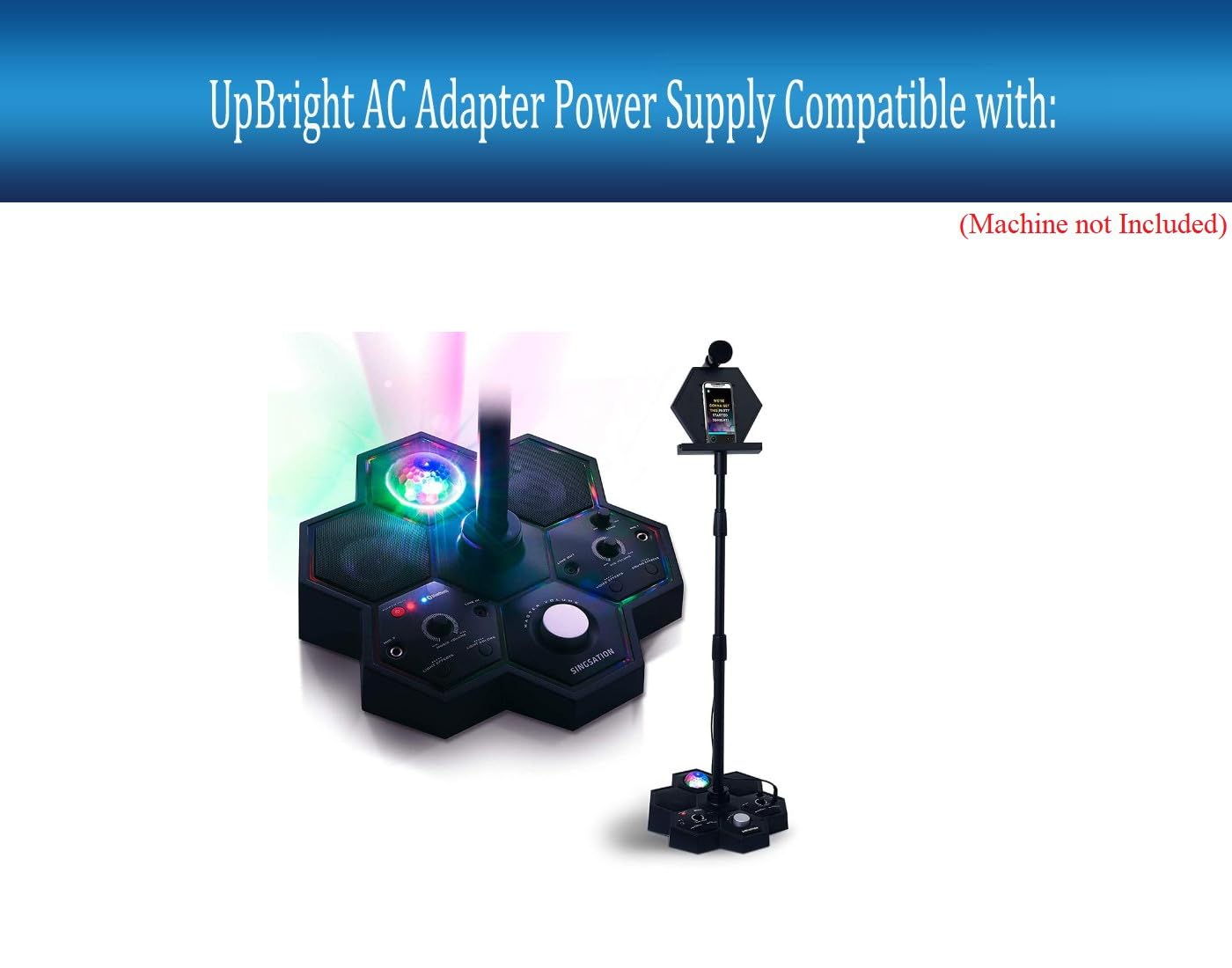 UpBright 15V AC/DC Adapter Compatible with Singsation SPKA700 SPKA710 SPKA1200 Performer Deluxe All-in-One Karaoke System Party Machine VIXSPKA700 SPKA700AM 808 Audio 1.6A Power Supply Battery Charger