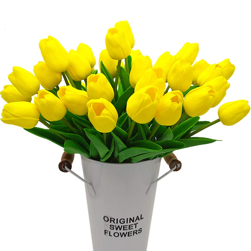20PCS Artificial Tulips Flowers,Real Touch Tulips Fake PU Plant Great for Wedding Party Home Room Decoration